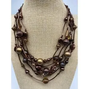 Chico's | Jewelry | Chicos Necklace Multi Strand Beaded Statement ...
